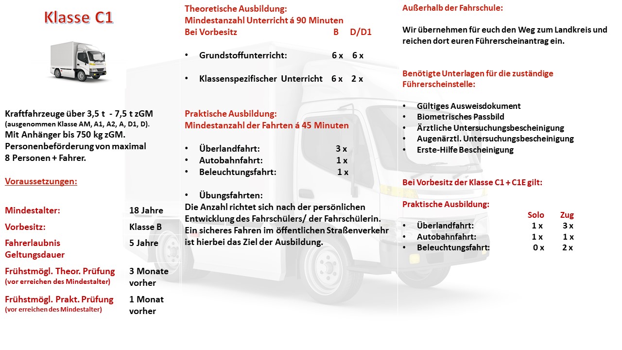 Klasse C/CE, C1/C1E, D/DE, D1/D1E - Fahrschule Griewe